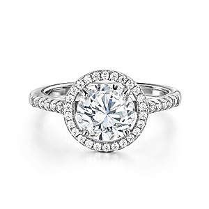 Moissanite Rings White Gold 2 Carat Round Cut Engagement Rings for Women Solitaire Rings D Color D Color VVSI Sterling Silver Rings