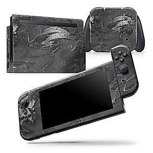Design Skinz - Compatible with Nintendo Switch OLED Dock Only - Skin Decal Protective Scratch-Resistant Removable Vinyl Wrap Cover - Black & Silver Marble Swirl V7