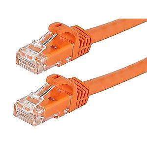 Monoprice Flexboot Cat6 Ethernet Patch Cable - Network Internet Cord - RJ45, Stranded, 550Mhz, UTP, Pure Bare Copper Wire, 24AWG, 30ft, Orange