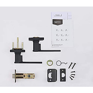 Amazon Basics Contemporary Stamford Door Lever - Passage - Matte Black, 6-Pack