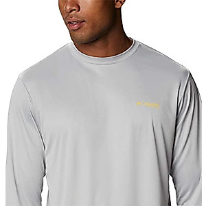 Columbia Men’s PFG Terminal Tackle Destination Long Sleeve, Sun Protection, White/Texas, Large