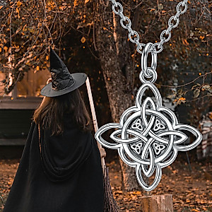 YFN Witch Knot 925 Sterling Silver Witch Knot Pendant Celtic Jewelry Gift for Women