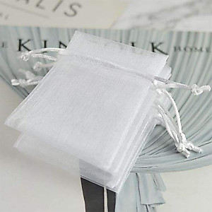 SAOYOAS 100Pcs 4x6 inch Organza Bags, Drawstring Organza Wedding Party Christmas Favor Gift Bags, for Festival, Party, Bathroom Soaps, Pouches Gift Bags. (White)