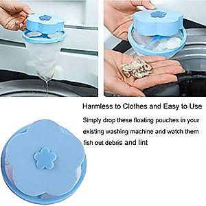 Strnek Washing Machine Blossom-Shape Flower Washing Machine Hair Removal Laundry Ball Floating Filter Mesh Bag(Blue)