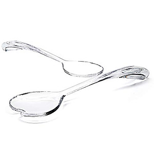 Srenta Clear Acrylic 2-in-1 Arc Salad Serving Tongs | BPA Free Plastic | Modern Salad Servers | Perfect Kitchen Tool For Catering, Buffet, Parties, Events, 2 Pcs