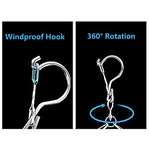 Mokife Clothes Sock Drying Rack with 36 Clips, Stainless Steel Underwear Dryer Swivel Laundry Hanger with Windproof Hook for Hanging Towels Bras Gloves Baby Clothes Indoor Outdoor