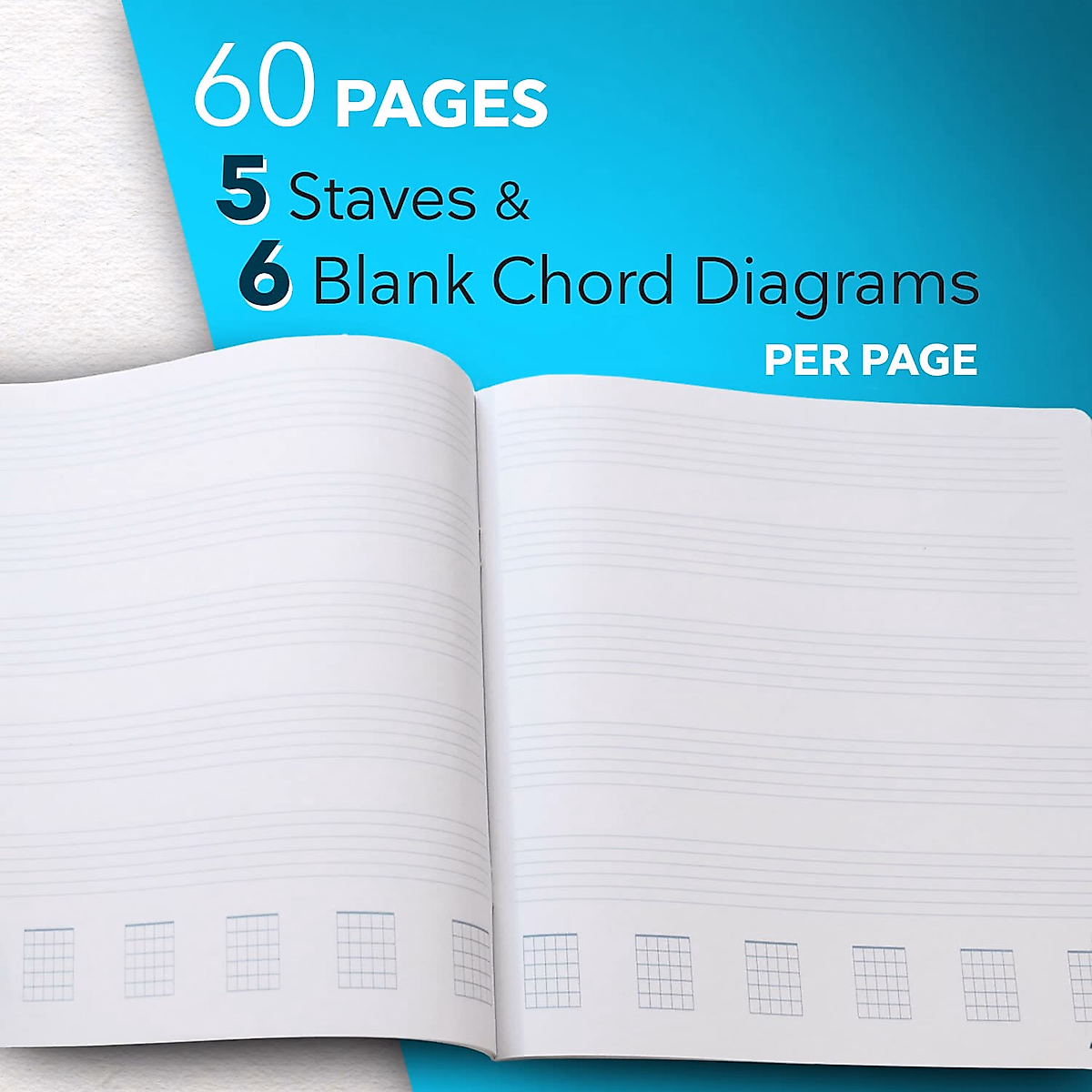 KOALA TOOLS | Guitar Tablature - Guitar Tab Notebook (1 Book) | 8.5" x 9.75" 60pp. - Blank Paper, Sheets for Music Chord Notation