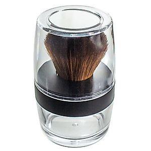 Kabuki Brush With Sifter Jar - Made of Soft Sable Tone Taklon Bristle, Plastic Base Jar, and Mirror for Mineral Makeup, Powders, Custom Foundations