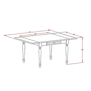 HomeStock Urban Upmarket 5 Pieces Dining Table Set - Strong Drop Leaf Solid Wood Dining Table and 4 Solid Wood Seat Kitchen Chairs, Buttermilk and Cherry Finish