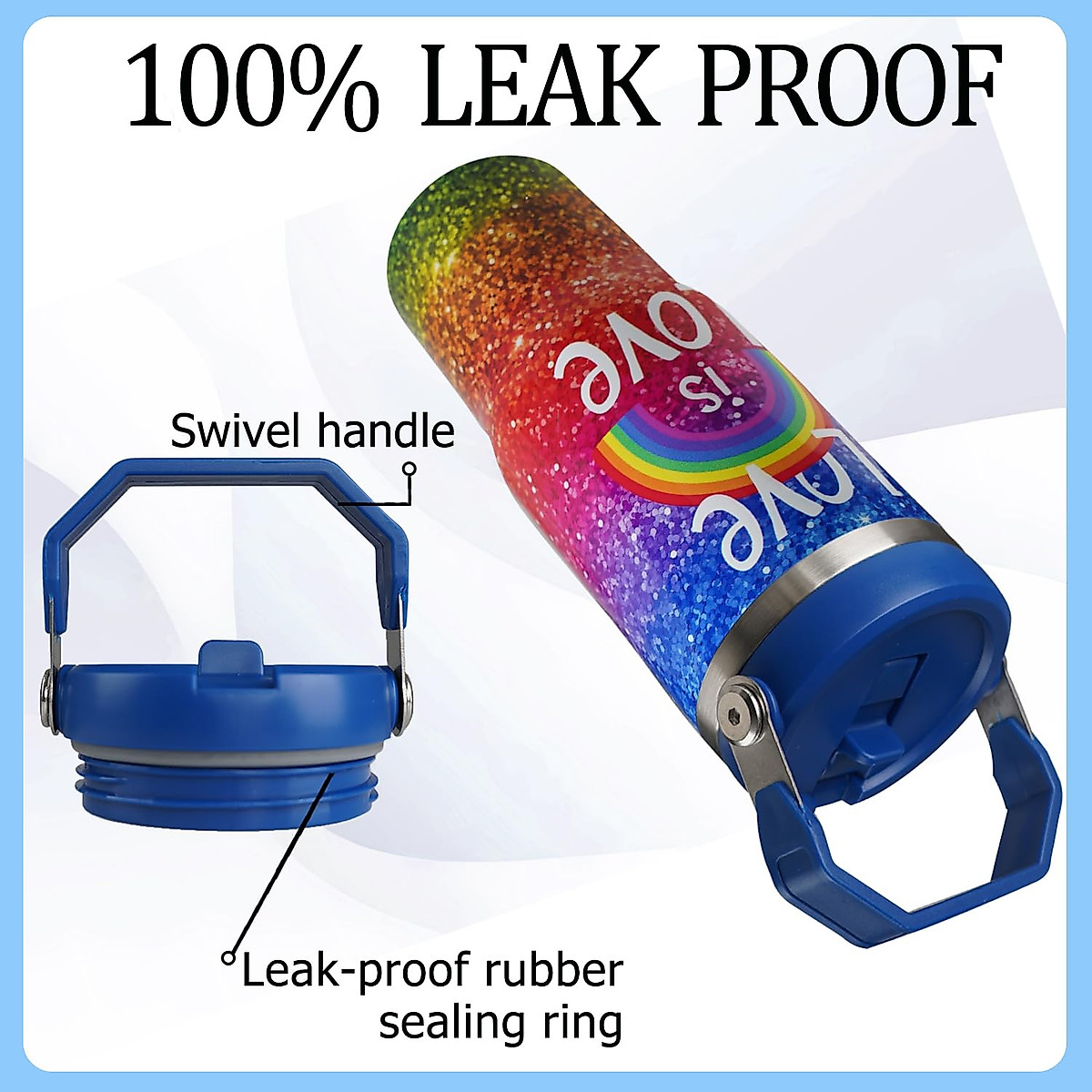 Pride Tumbler - Pride Gifts for Women Men - 30oz Rainbow Pride Month Insulated Tumbler with Handle and Flip Straw, Perfect LGBTQ Gifts for Lesbian/Gay/Bisexual