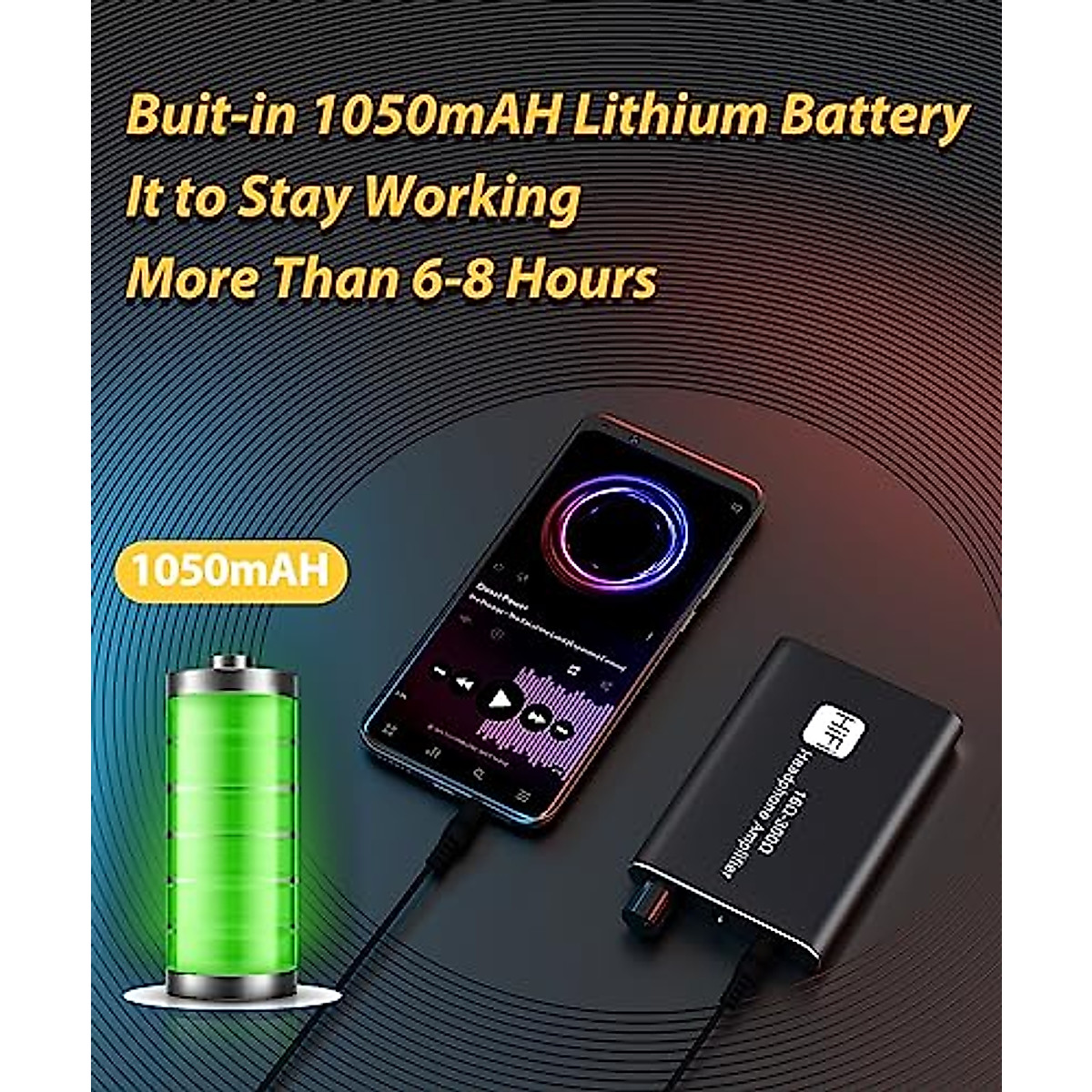 BEBSR Portable Headphone Amplifier - HiFi Earphone Amp with Two-Stage Gain Switch, Aluminum Matte Surface, 16-150 Ohm Compatibility