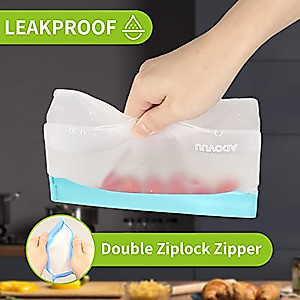 Reusable Food Storage Bags Stand Up, 12 Pack BPA Free Freezer Bags (3 Large Reusable Gallon bags+4 Leak-proof Reusable Sandwich Bags+ 5 Food Grade Reusable Snack Bags Silicone Lunch bags for Marinate Food Fruit Travel Home Organization