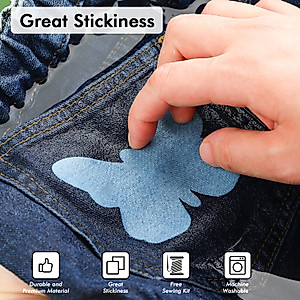 CAREGY Iron on Patches for Clothing Repair, Denim Patches Iron on, 4 Shades Jean Patches Repair Decorating Kit 24PCS Iron on Patch Size 3" by 4-1/4" (7.6 cm x 10.8 cm)