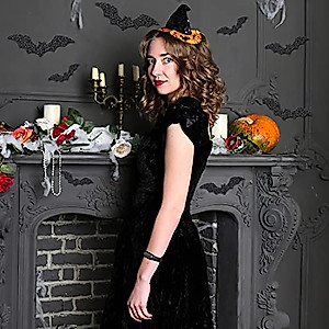 AIEX 20pcs Halloween Bat Stickers, with Glue Points Glitter Felt Cloth Bat Decor Halloween Bat Decorations for Room Home Indoor Wall Halloween Party (2 Sizes)