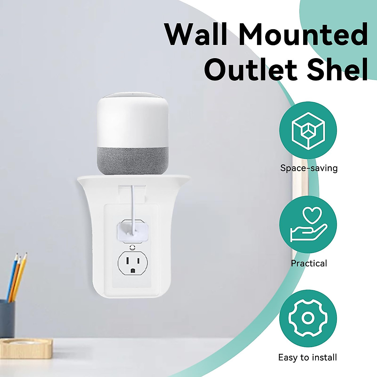 Wall Outlet Shelf, Home Wall Shelf Organizer for Outlets, Outlet Shelf Wall Wall Outlet Extender with Shelf Holder Outlet Shelf with Bathroom Kitchen Bedrooms Bathroom Wall Shelf