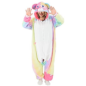 YUNTAISHAN Bear Onesie Adult Onesie Pajamas One Piece Pajamas Animal Cosplay Costume for Women Men