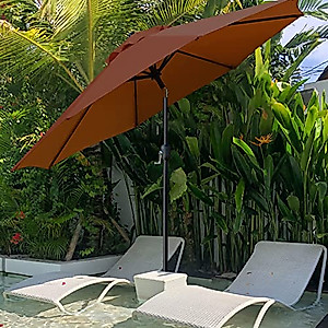 Sunnyglade 9' Patio Umbrella Outdoor Table Umbrella with 8 Sturdy Ribs（Brown）