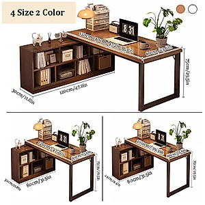 JIXDILO Modern L Shaped Desk with Shelves,Reversible L Shaped Computer Desk,Corner Computer Desk with File Cabinet,Workstation Executive Desk for Home Office(120x80x75cm(47x31x30inch), Wood)