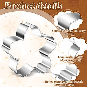 17 Pcs Flowers Cookie Cutter Set and Butterfly Biscuit Fondant Cutters Daisy Cherry Blossoms Tulip Sawtooth Circle Clover Plum Blossoms Butterfly Cookie Cutters Stainless Steel Spring Cookie Cutters