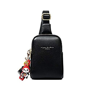 Aeeque Sling Backpack Chest Bag for Women, Small Crossbody Shoulder Bags Cell Phone Purse, Casual Daypack Leather Travel Crossbody Backpack Handbag Clutch Wallet, Gifts for Girls, Black