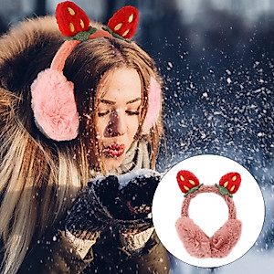 SOIMISS Women Girls Earmuff Plush Winter Warm Ear Muffs Chic Strawberry Ear Warmer