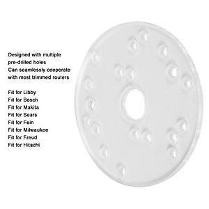 Universal Router Base Plate with Centering Pin, Acrylic Router Plate Fits for Bosch for Makita for for Milwauke for Hitachi and Others, 6.5in Diameter, 0.3in Thick