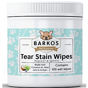 Tear Stain Wipes + Skin Balm For Dogs | Bulldog, French Bulldog, Pug, English Bulldog | Cleans & Soothes Tear Stains, Wrinkles, Folds, Tail Pockets & Paws, Anti-Itch | 100 Soft Cotton Pads