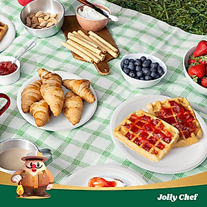 JOLLY CHEF Compostable Heavy Duty Plates 9 Inch [125 Pack] Eco-Friendly Disposable Natural Paper Plates Bagasse Biodegradable Bulk for Party Dinner Sugarcane Fibers Round 125 Count(White)