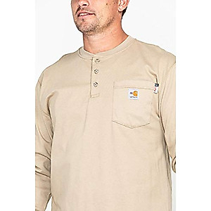 Carhartt mens Flame Resistant Force Cotton Long Sleeve Henley (Big & Tall) Shirt, Khaki, XX-Large Big Tall US