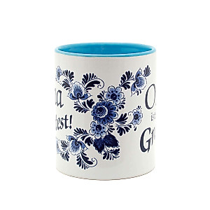 E.H.G | Essence of Europe Gifts - 12 oz. Ceramic Coffee Mug, Oma is the Greatest Design - Blue Ceramic Mug, German or Dutch Grandma - Quality Coffee Mug - BLUE