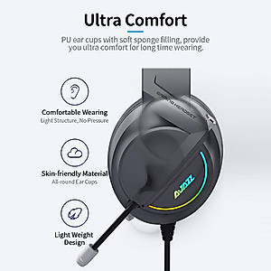 Docooler AX365 Channel Surround Gaming Headset Noise Cancelling Retractable MIC Headphone Earphone Soft Ear Cups