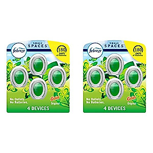 Febreze Small Spaces, Plug in Air Freshener Alternative for Home, Gain Original Scent, Odor Fighter for Strong Odor (4 Count) (Pack of 2) Multicolor
