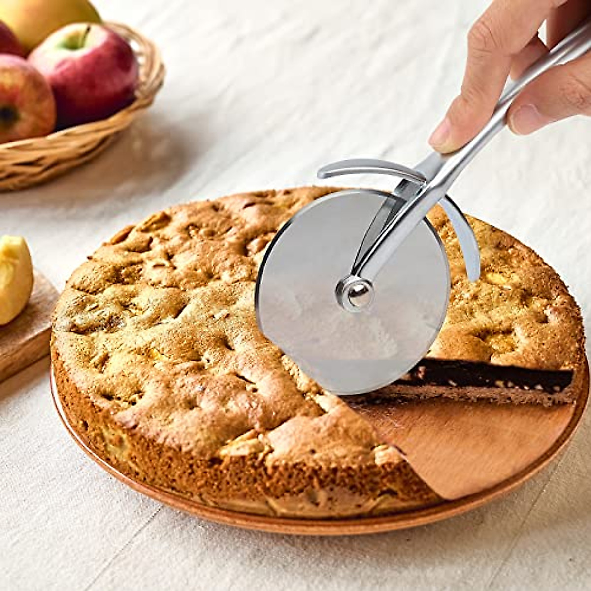 YNNICO Pizza Cutter with Ergonomic Handle, Stainless Steel Pizza Wheel Easy to Cut and Clean, Super Sharp Pizza Slicer, Dishwasher Safe