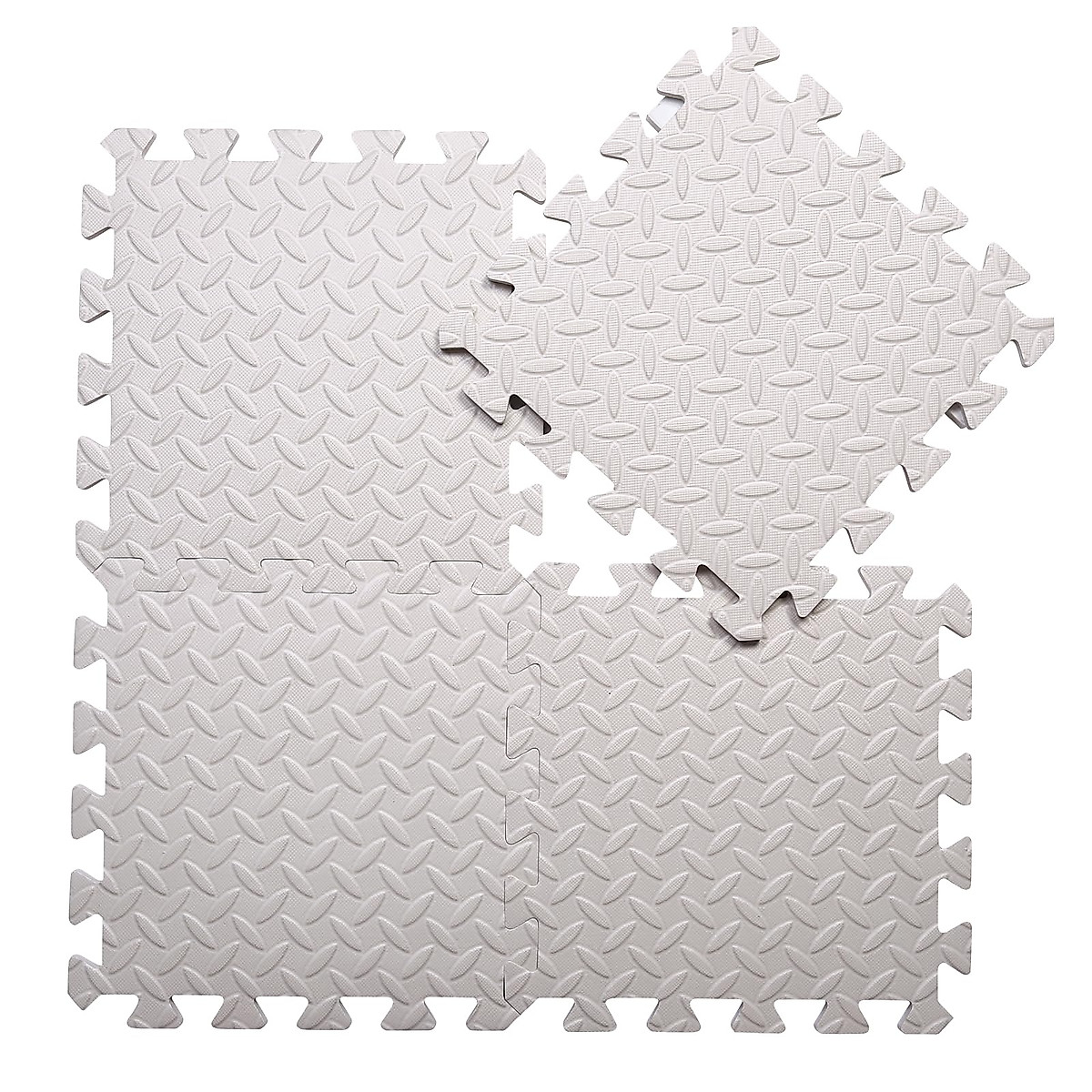 Coolcandy EVA Foam Play Mat, 16 Tiles Colorful Baby Play Mat, Square Kids Playmat with Solid Colored, 0.4" Thickened Interlocking Foam Floor Tiles, Puzzle Play Mat for Baby Crawling, Playing (White)