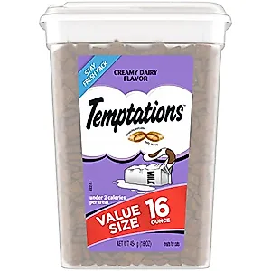 TEMPTATIONS Classic Crunchy and Soft Cat Treats Creamy Dairy Flavor, 16 oz. Tub