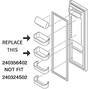 240356402 Clear Refrigerator Door Bin Side Shelf For Electrolux and Frigidaire, Upper Slot Replacement Shelf, Gallon Size - Replaces AP2549958, 240430312, 240356416, 240356407, and more