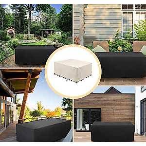 Patio Furniture Cover-White, 110x55x30inch, Rectangle Outdoor Table and Chairs Furniture Covers, Made of 420D Oxford Cloth, Waterproof/Wind/Dust Proof/Anti-UV Furniture Covers, All-Season Protection