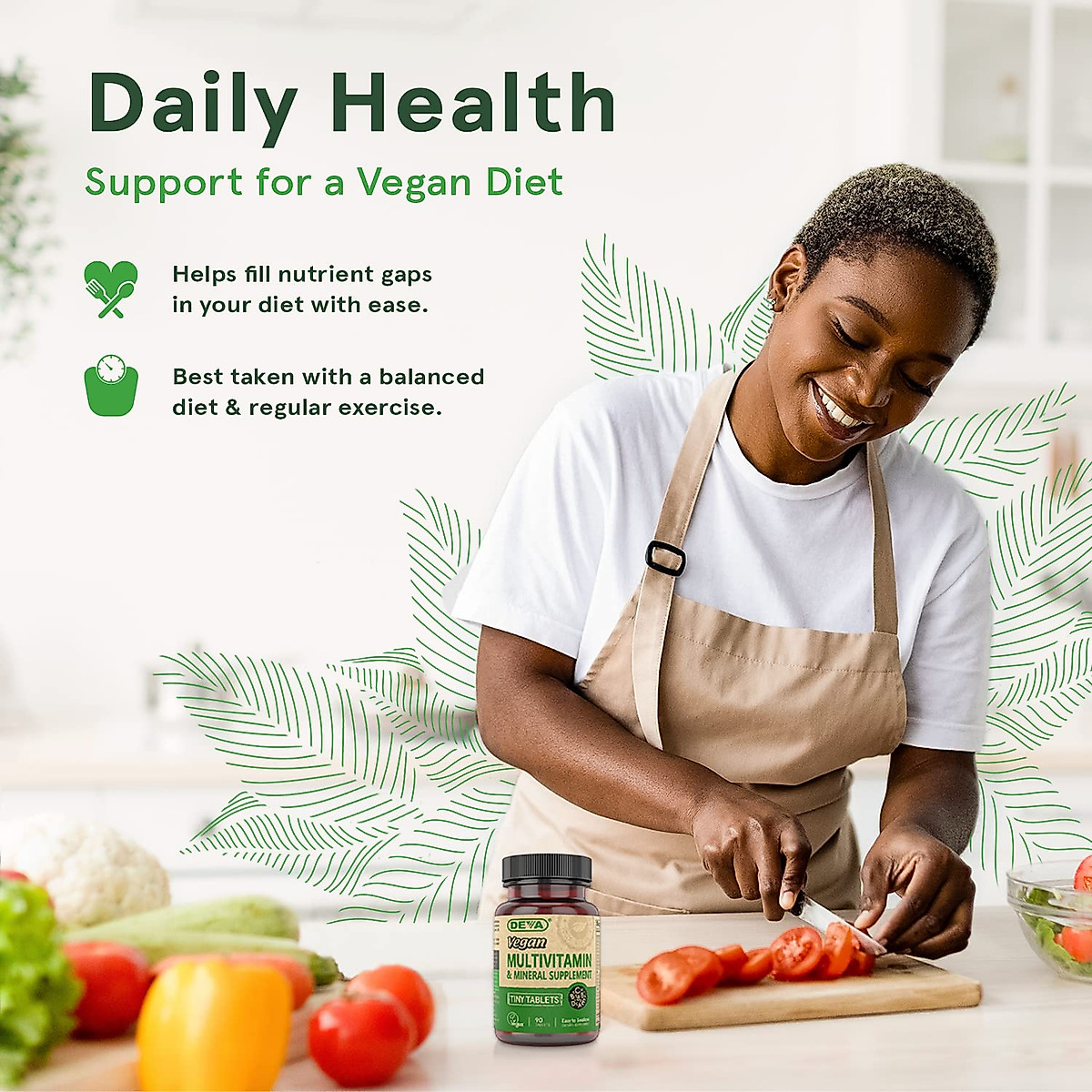 DEVA Tiny Tablets Vegan Multivitamins for Women & Men, Multivitamin with Iron, Mineral Supplement, Vitamin C, Vitamin B Complex, Vitamin B12, Vitamin E, Zinc, Gluten Free, 90 Tablets (Pack of 2)