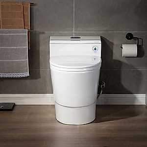 WOODBRIDGE T-0018/B-0735 Dual Flush Elongated One Piece Soft Closing Seat, Comfort Height, White T-0018/B0735, Modern Toilet