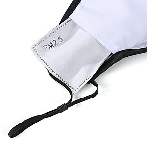 NBDIB 5 Pcs Adult Unisex Reusable Washable Adjustable Face Protection with Filter Pocket and Nose Wire Black Breathable Cotton Dust Cloth Mask with 10Pcs Replacement Carbon Filters for Man and Women