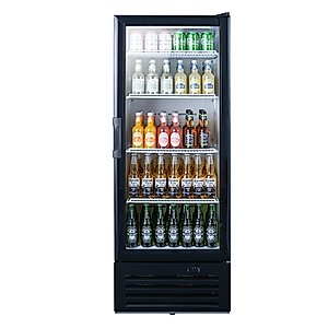 HCK Commercial Beverage Refrigerator 23 inch,10 cu.ft with Single Glass Door,Built-in or Freestanding for Supermarket, Shop,Bar,Restaurant,etc C280MX