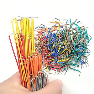 Minidodoca 840 Pcs Breadboard Jumper Wire Cables for Arduino, 14 Values, 2 mm/0.08"-125 mm/4.92" U-Shape Magnetic Jumper Wires Assortment kit & 20Pcs 20cm/8 inch Length Dupont Cable Assorted Kit