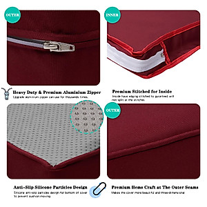 ClawsCover 10 Pack Outdoor Seat and Back Cushions Replacement Covers Fit for 5 Pieces 4-Seater Wicker Rattan Furniture Patio Conversation Set Sectional Couch Chair,Burgundy-Include Cover Only