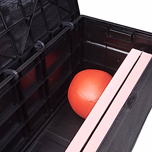 KOOLWOOM Deck Box, 120-Gallon Patio Outdoor Plastic Storage 47.2" L x 24.01" W x 24.80" H Waterproof Black