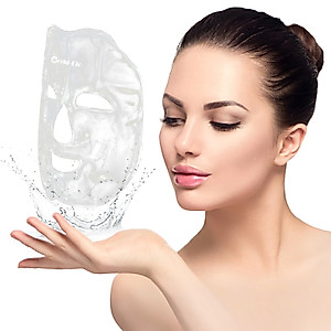 Face Mask Gel Pack Reusable Hot cold Therapy for Swollen Face, Pores and Puffiness Eyes, Full Face Freezer Ice Mask Pain Relief for Migraines, Injuries, Inflammation, Sinus headaches, Stress Relief