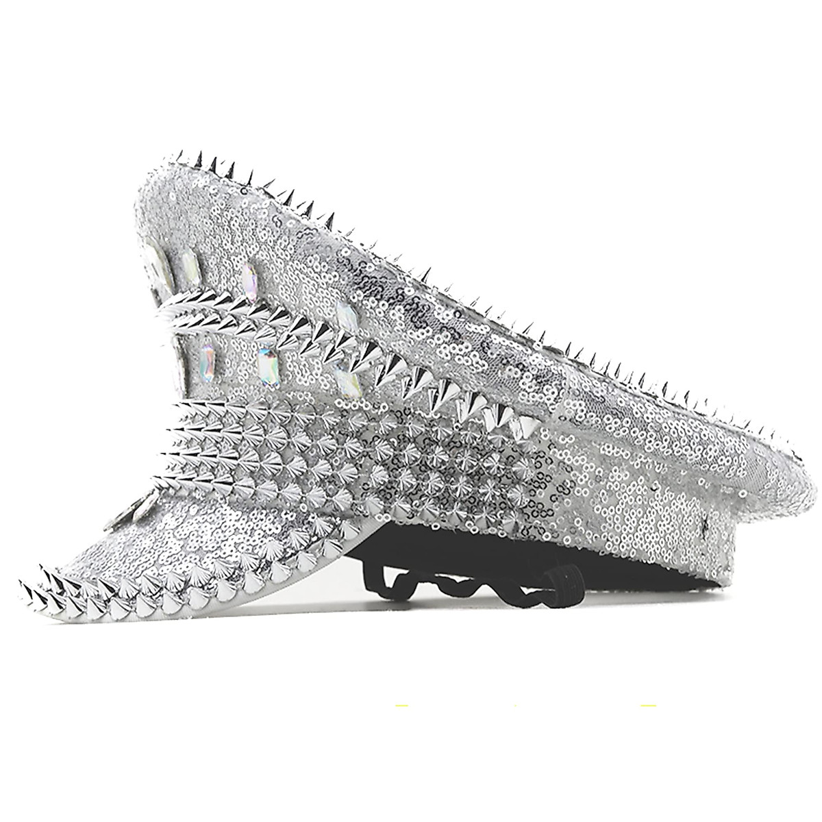 UTOWO Glitter Sequin Bride Hat Bachelorette Hen Party Captain Caps Rhinestone Hen Do Hat Steampunk Military Hat for Women (as1, alpha, one_size, Standard, Silver)