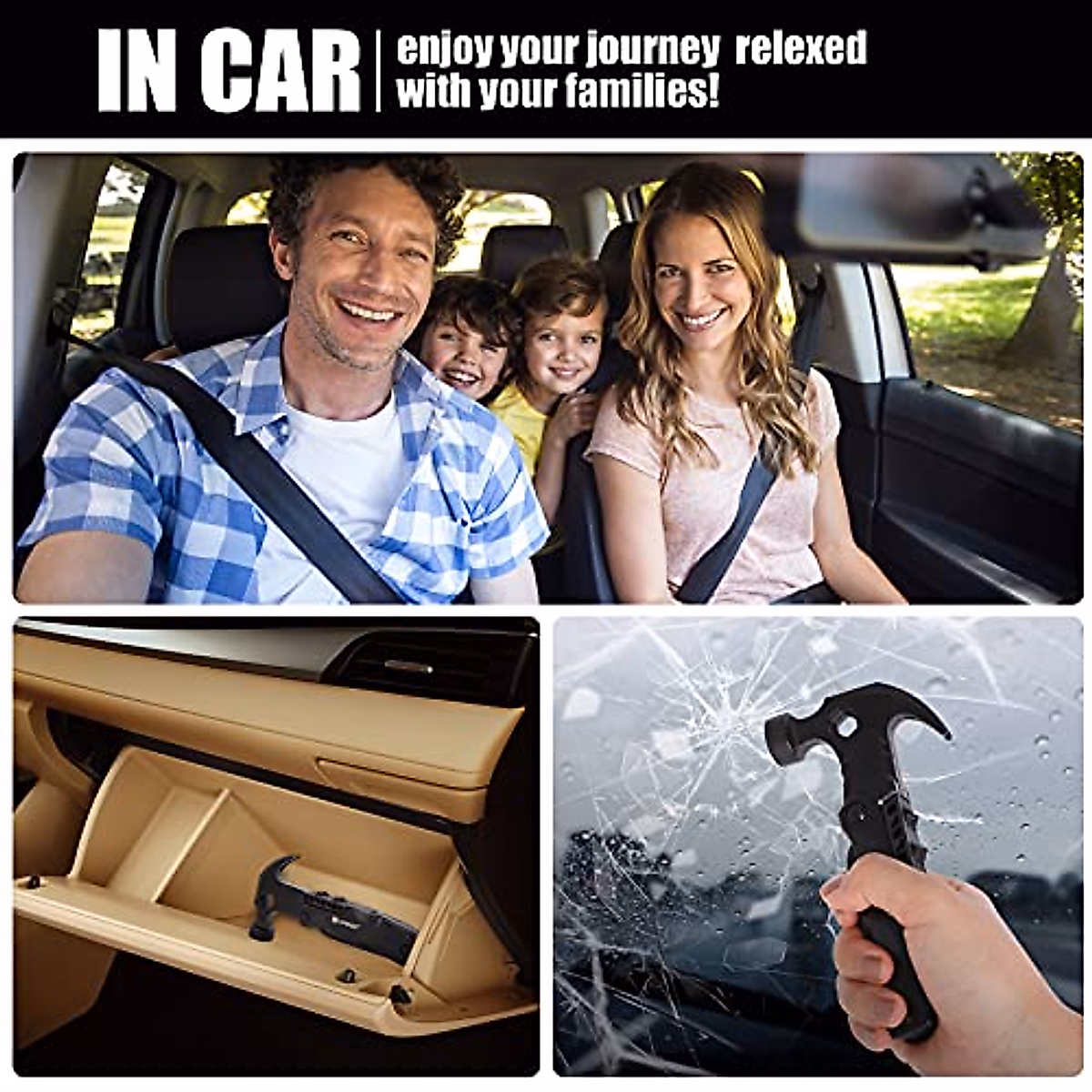 Gifts for dad from daugther son WROOC Stocking Stuffers car accessories, camping multitool multi-hammer,cool gadgets for men him, useful birthday gifts for him/husband/boyfriend Valentines gift