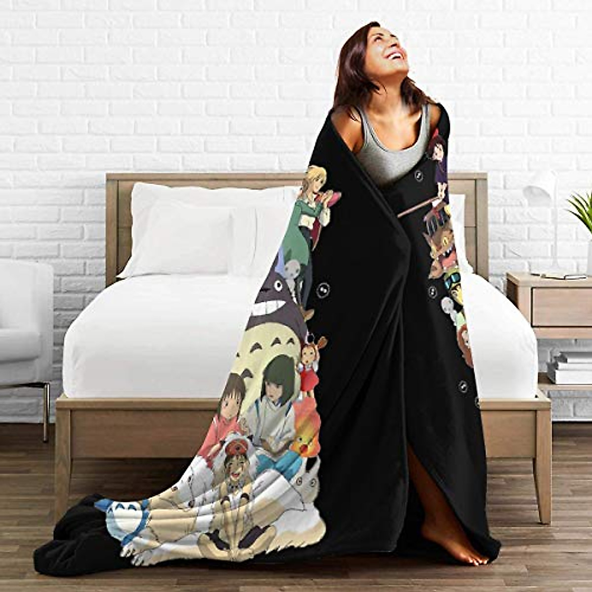 S-tudio Gh-ibli Super Soft Lightweight Microfiber Fuzzy Plush Throw Blanket 60"x50"