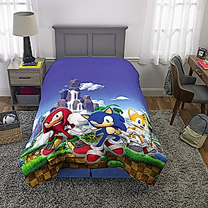Franco Kids Bedding Super Soft Microfiber Reversible Comforter, Twin/Full, Sonic The Hedgehog, Anime