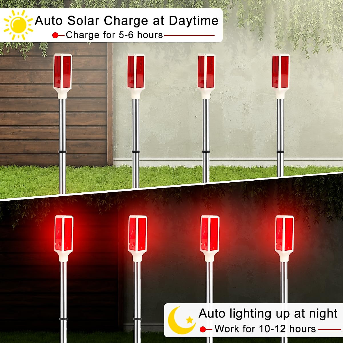 Aolyty Solar Lights Outdoor, Waterproof Driveway Markers Reflective Warning Flash Light with 2 Lighting Modes, LED Solar Light for Parking Lots, Yard, Sidewalk, Road Safety, Stop Sign, 30 Inches